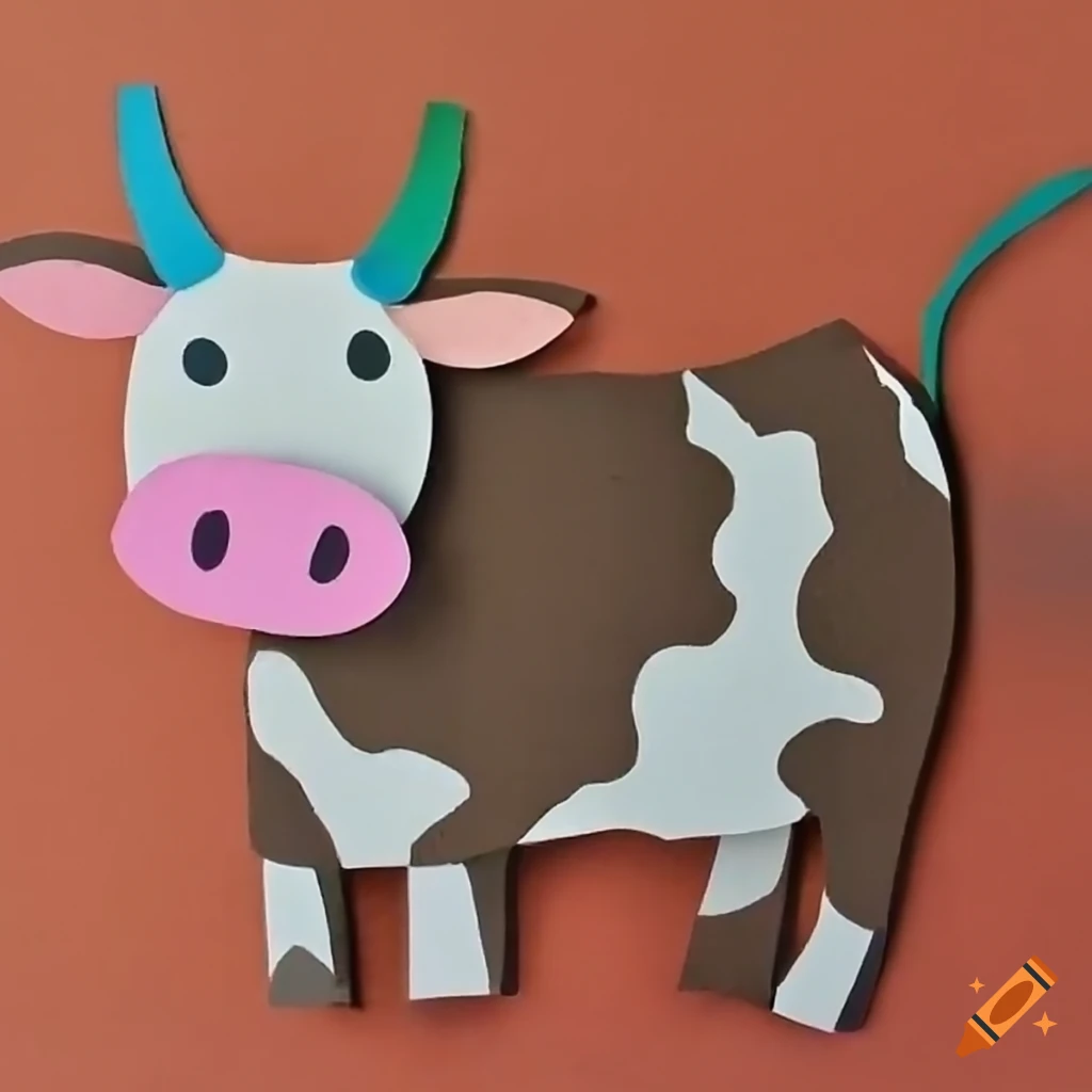Craft of cow made from coconut sprouts on Craiyon