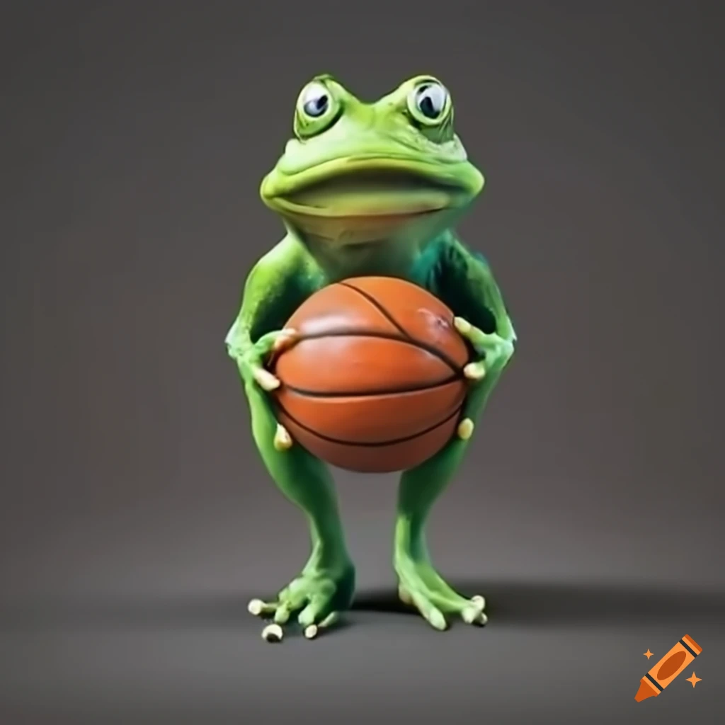 Furious frog playing basketball on Craiyon