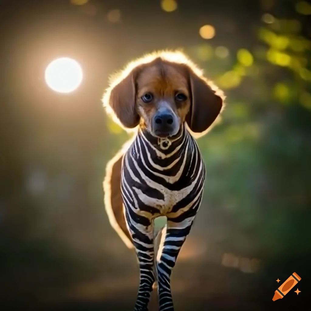 Dog crossed with a zebra on Craiyon