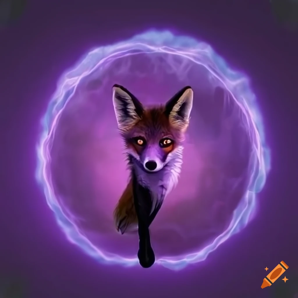 Purple fox entering a purple portal on Craiyon