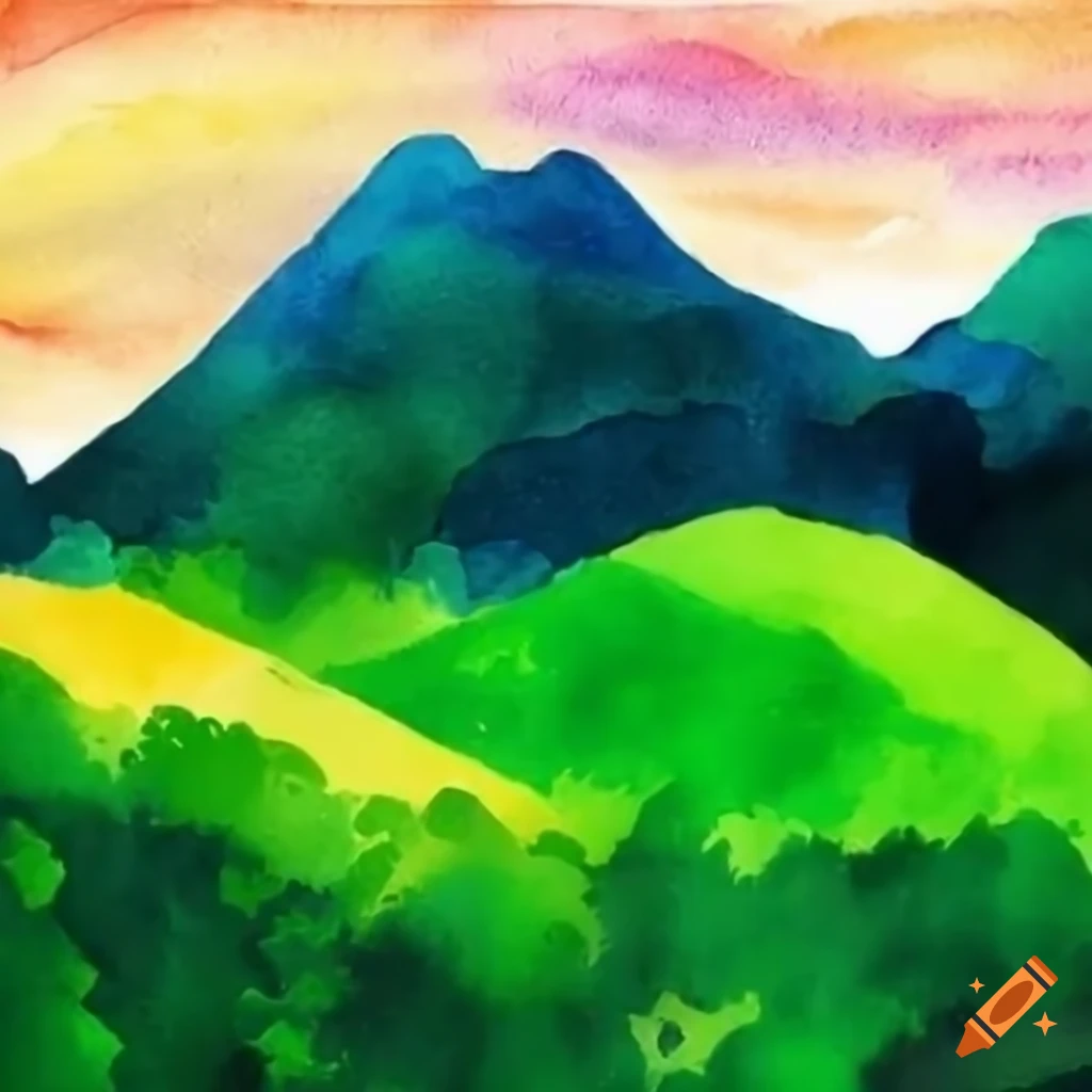 Green hills landscape background on Craiyon