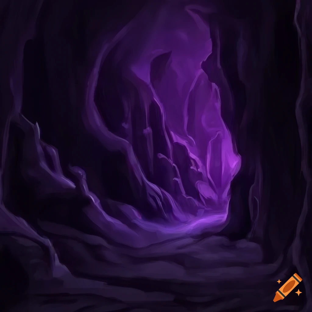 Dark purple cave cavern in a sci-fi underground setting on Craiyon