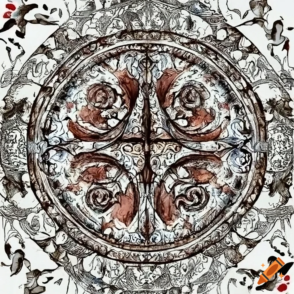 Intricate gothic design with detailed symbols and mystical motifs in ...