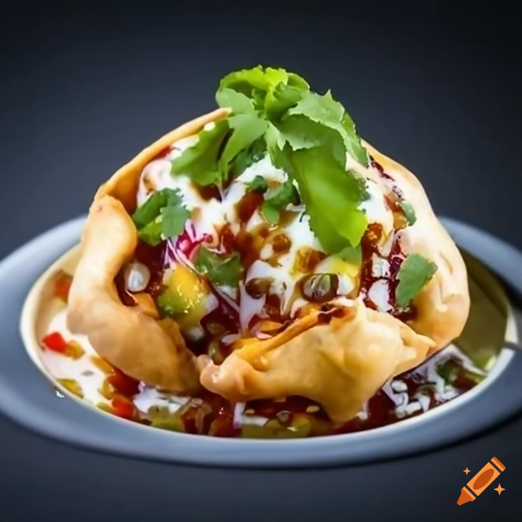 Indian style samosa chaat on Craiyon