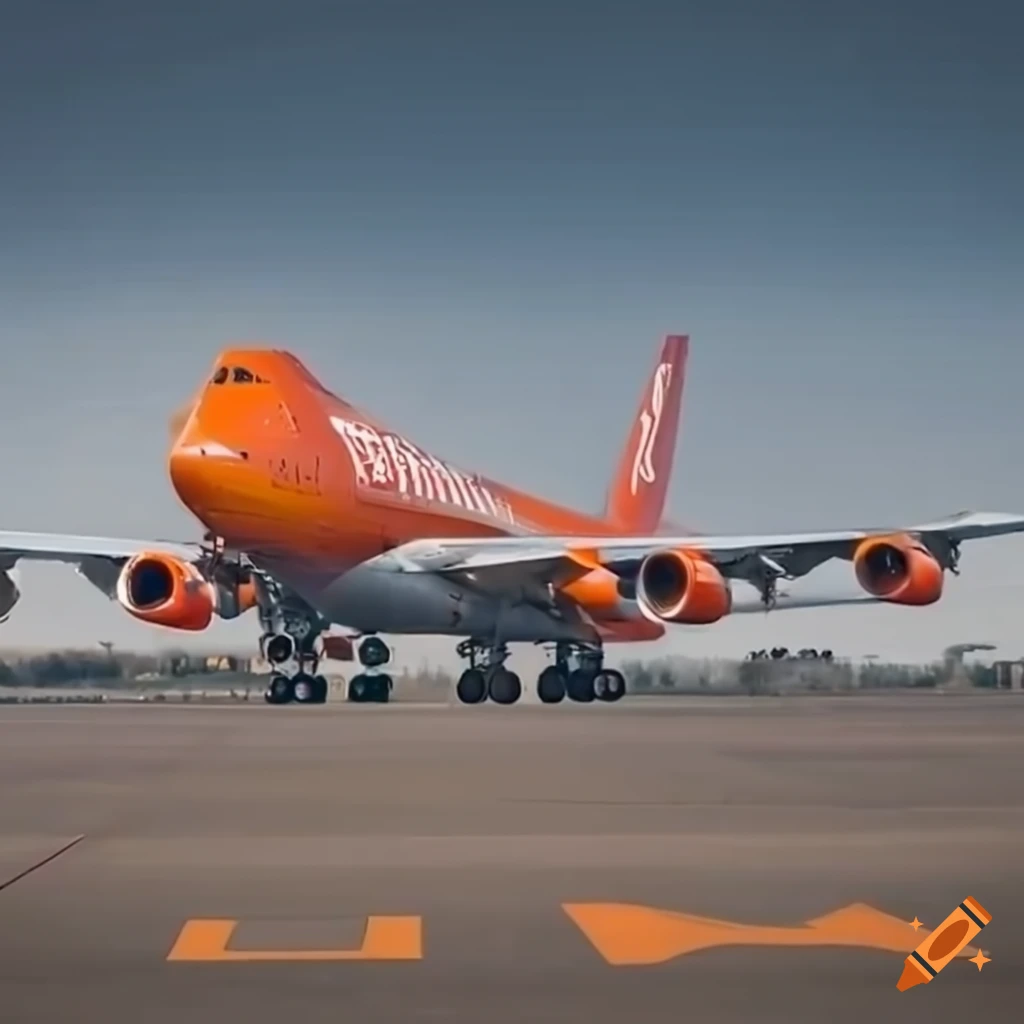 Sleek and vibrant easyjet boeing 747 aircraft on a runway on Craiyon