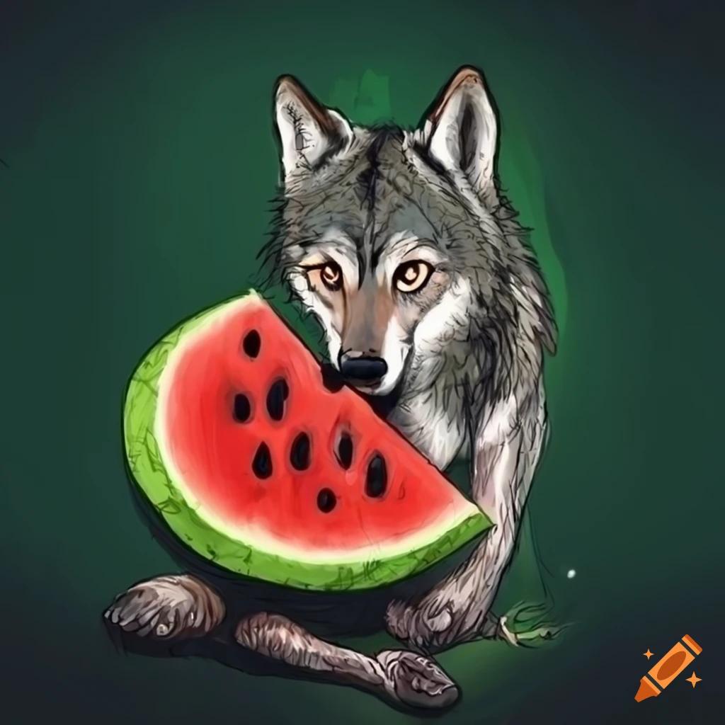 Wolf with a watermelon on Craiyon