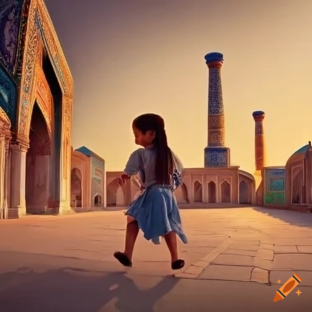 Children playing in Registan, Samarkand on Craiyon