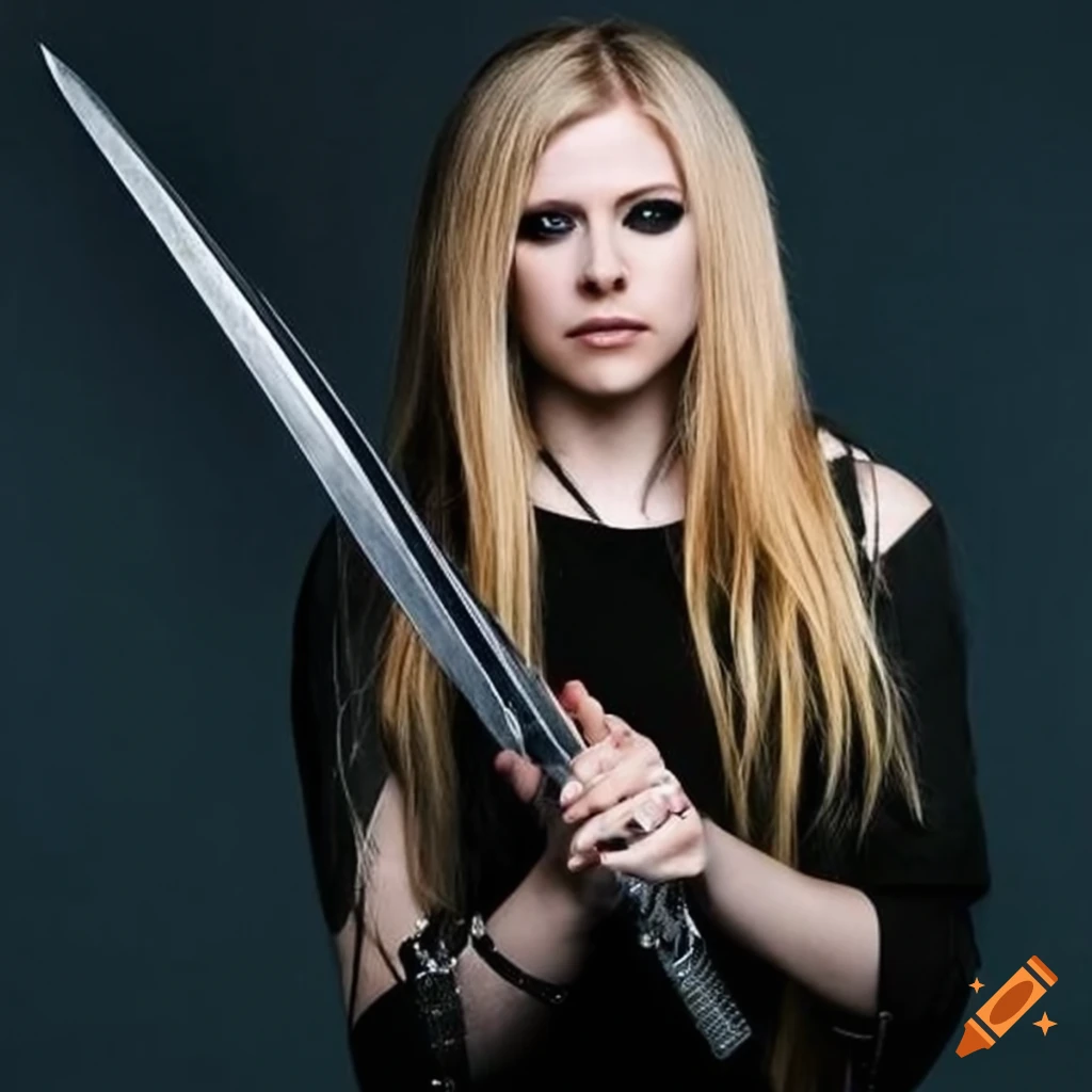 Avril lavigne as warrior with a sword on Craiyon