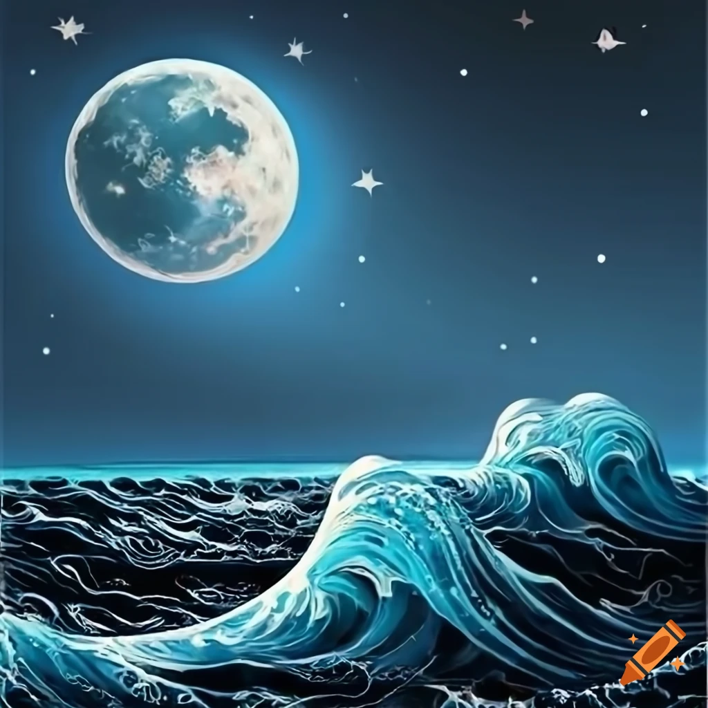 Moonlit waves on Craiyon