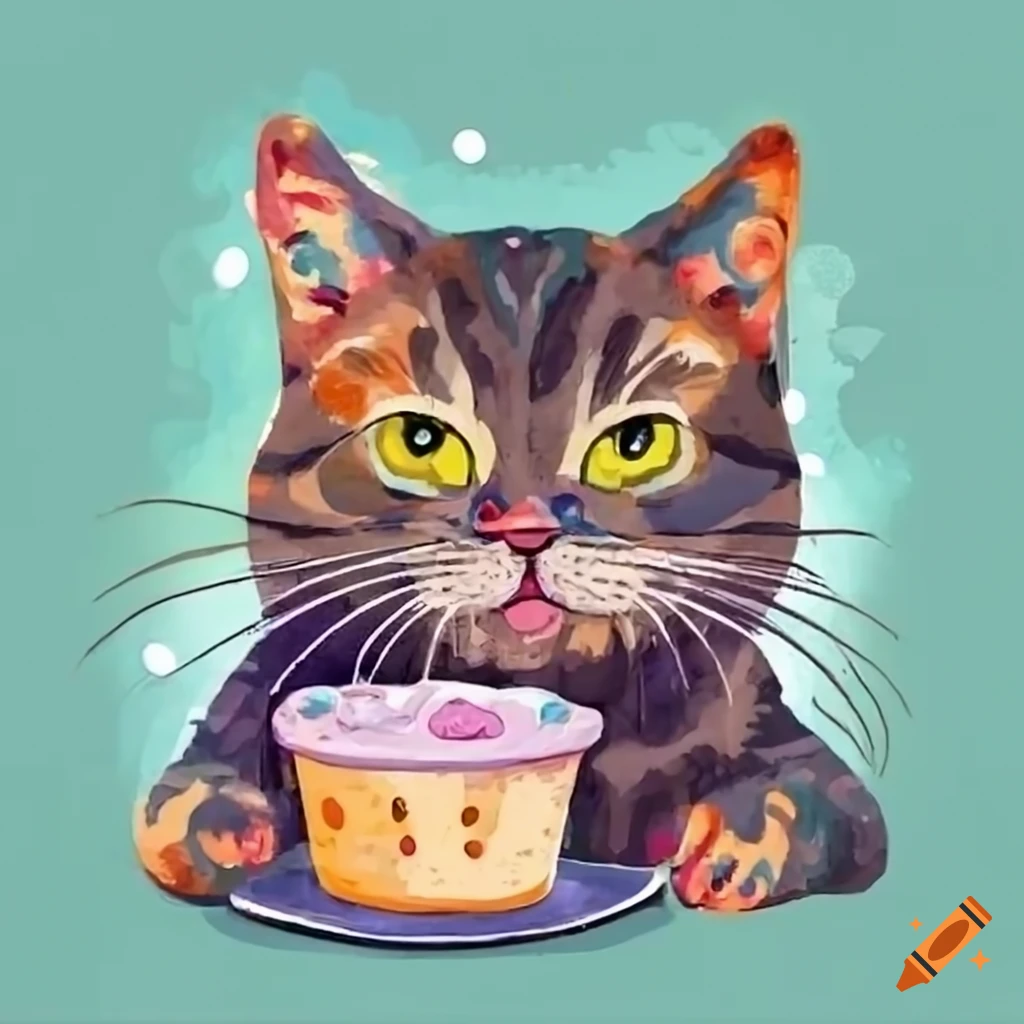 Adorable cat baking with a chef's hat and pun caption on Craiyon