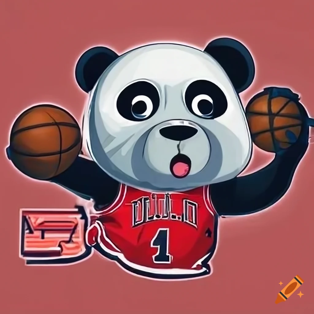 Cartoon panda playing basketball in chicago bulls jersey on Craiyon