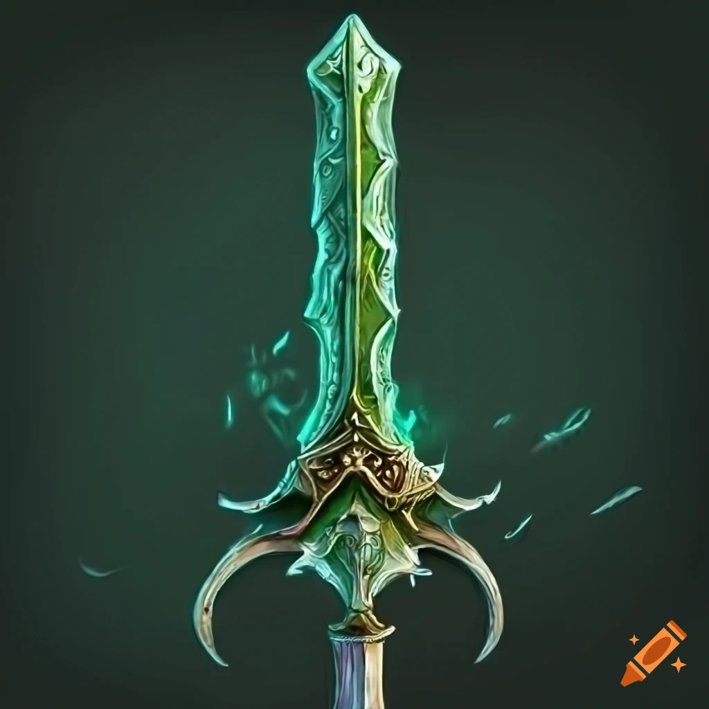 Intricately-detailed green greatsword on Craiyon