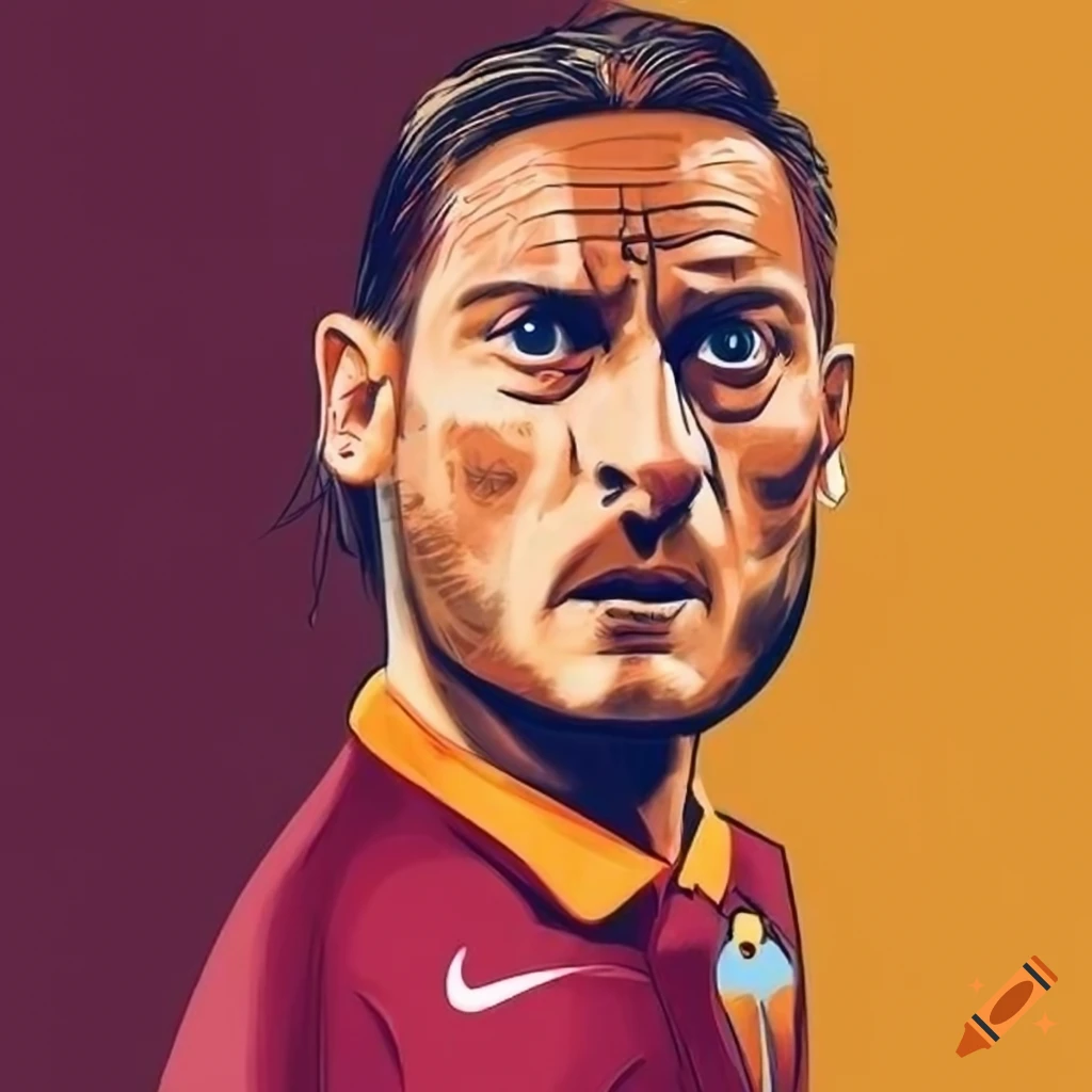 Disney-style illustration of retired soccer player Totti on Craiyon