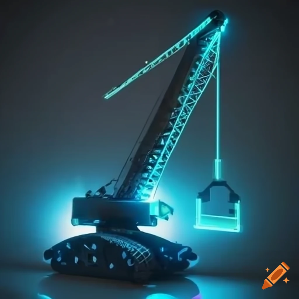 Crawler crane robot in neon colors on Craiyon