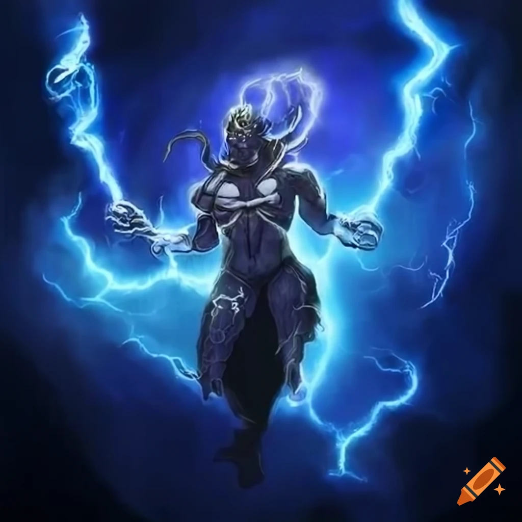 Drawing of the god of lightning on Craiyon