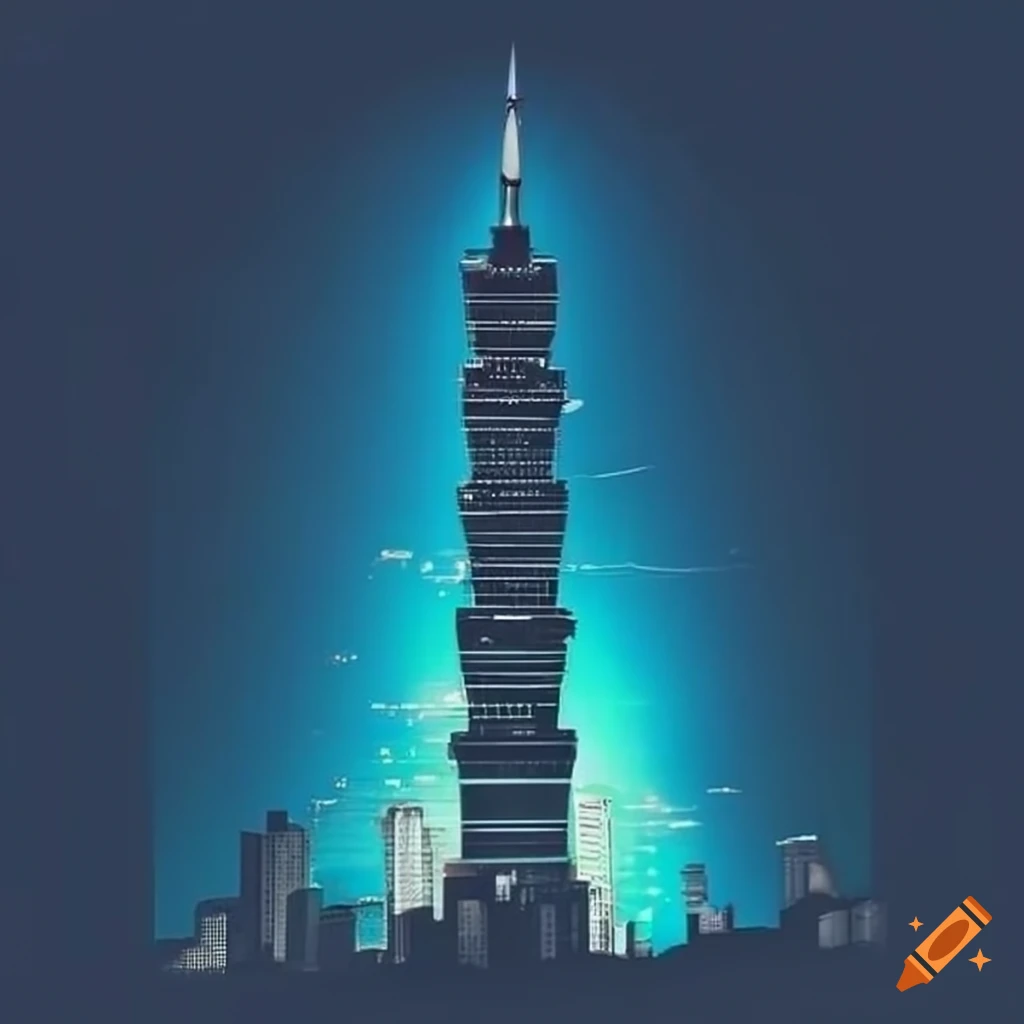 Pencil drawing of taipei 101 skyscraper on Craiyon