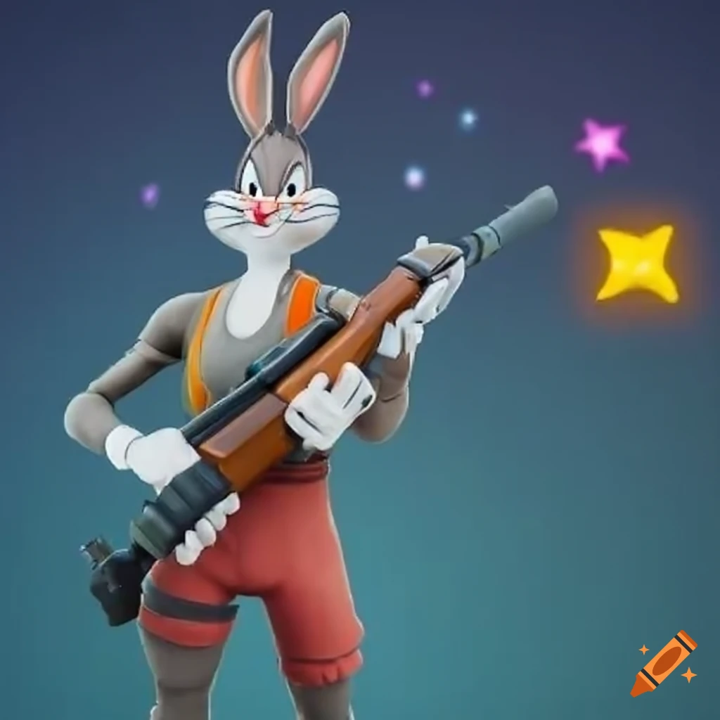 Fortnite bugs bunny with pump shotgun and star wand on Craiyon