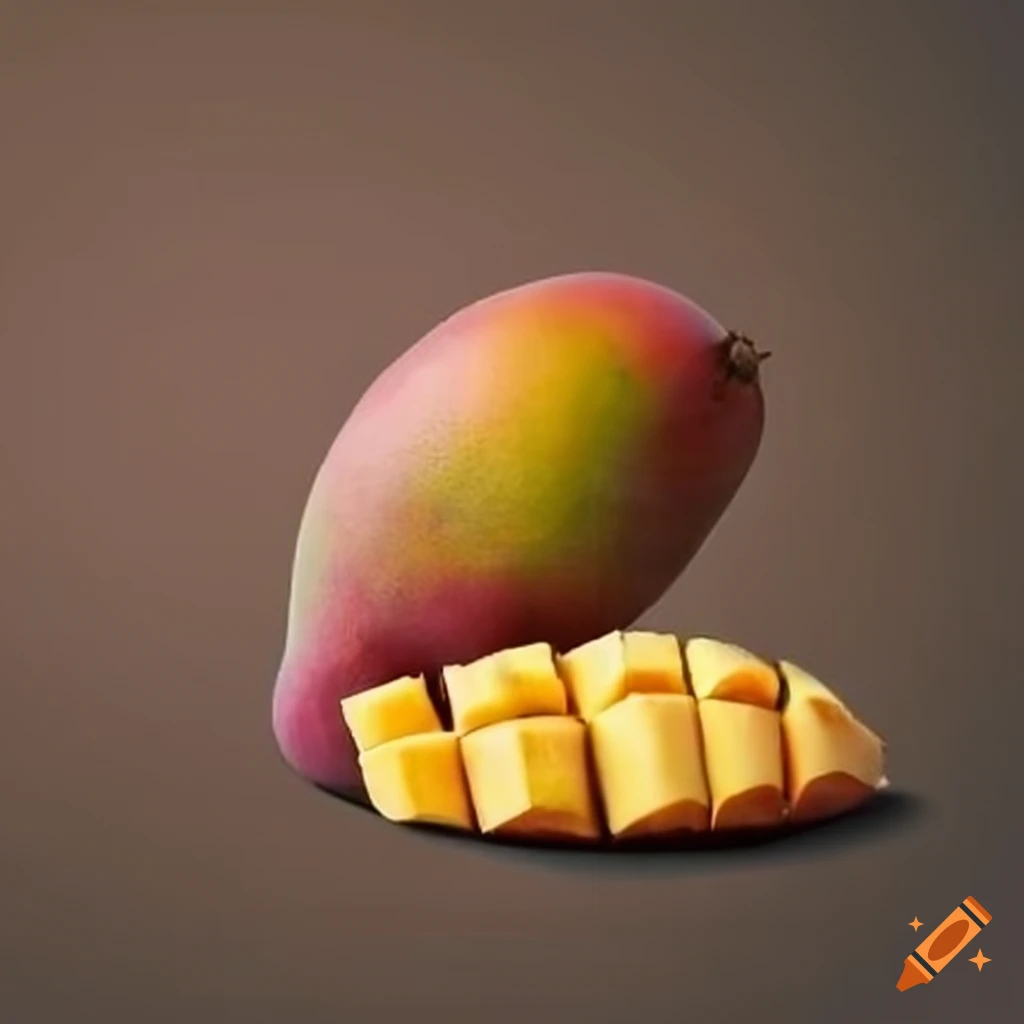 Perfectly ripe and juicy mango with a natural shadow on Craiyon