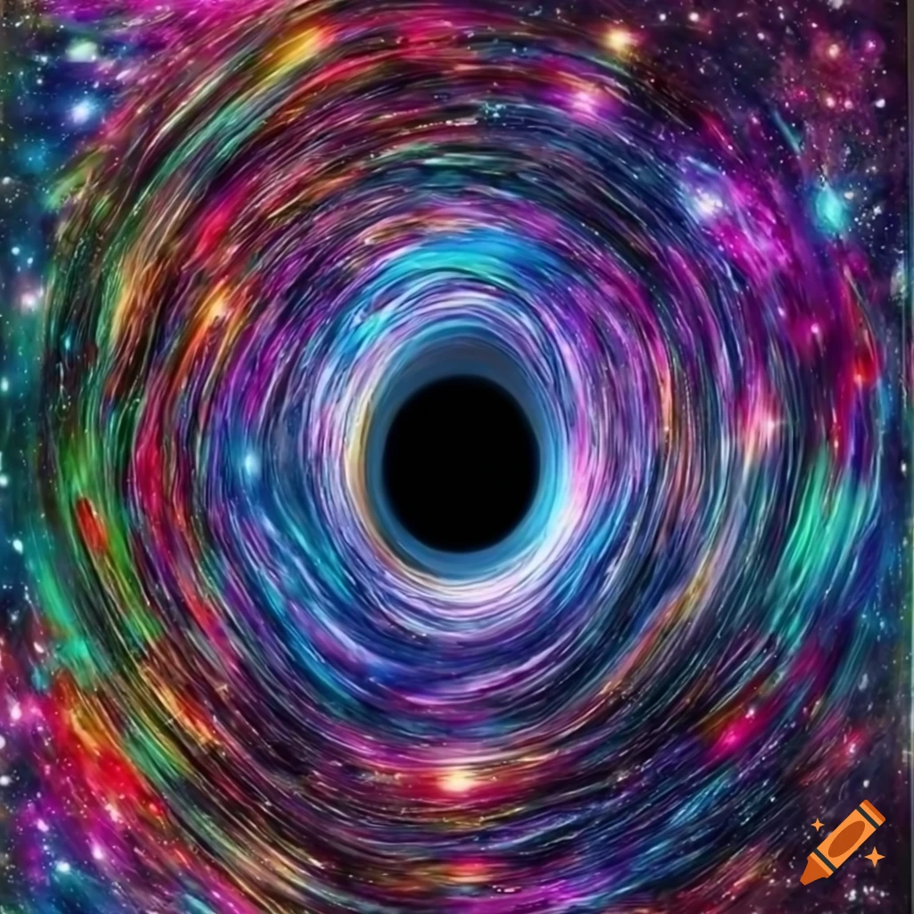 Cosmic realm with mesmerizing black hole surrounded by shimmering stars ...