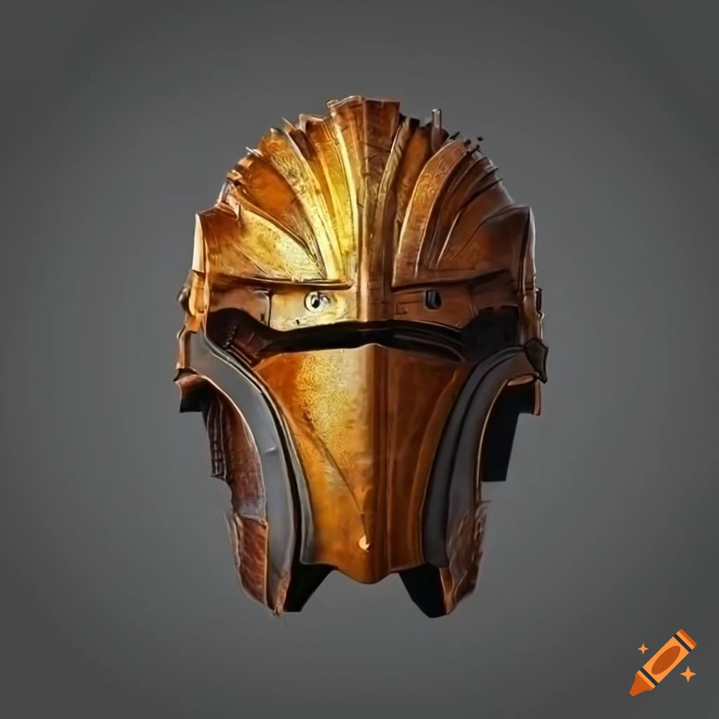 Amber helmet for space knight, detailed UHD symmetrical view on Craiyon