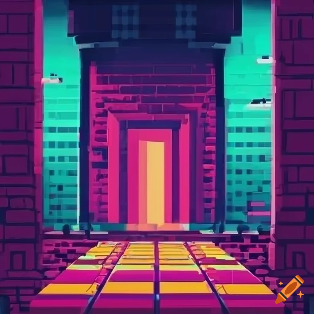 Brickbreak background with retro-futurist retro gaming style on Craiyon