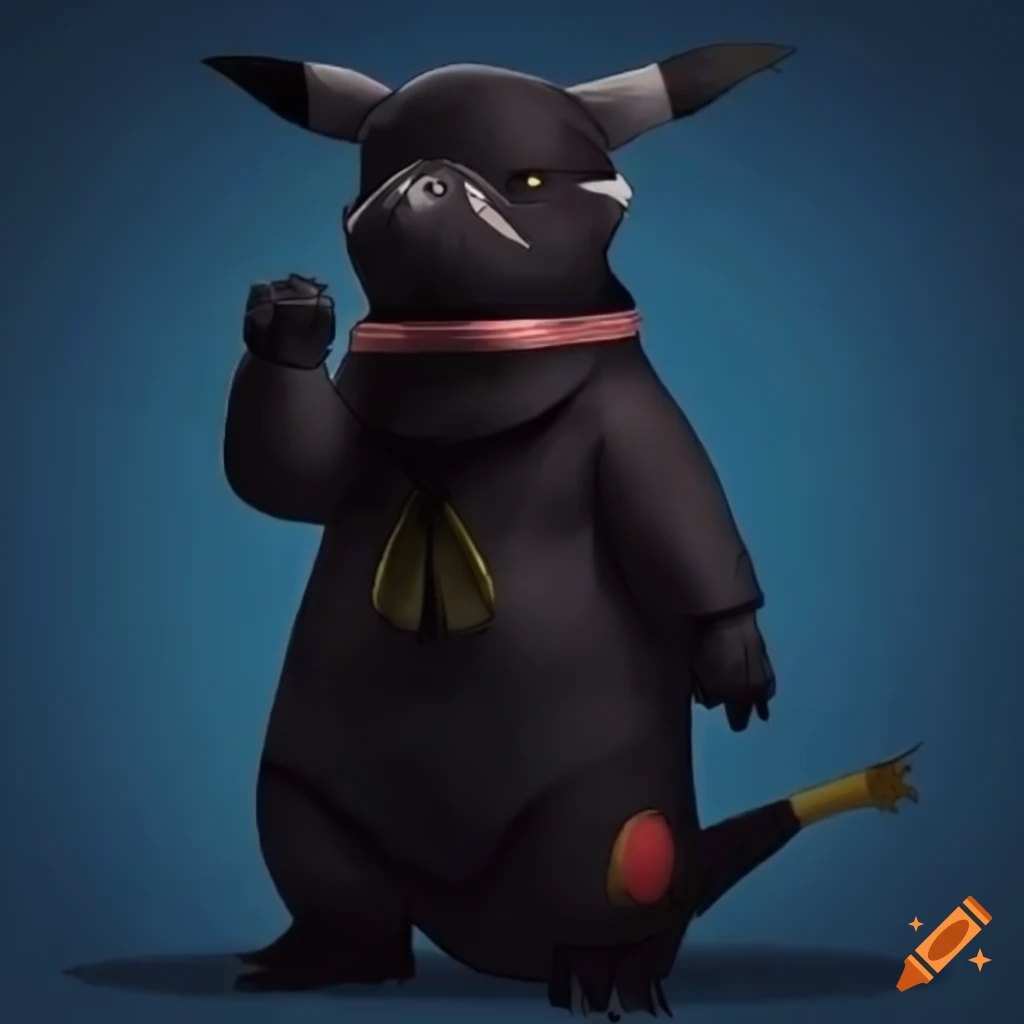 Black Pikachu with wolf features and battle priests in uniform with ...