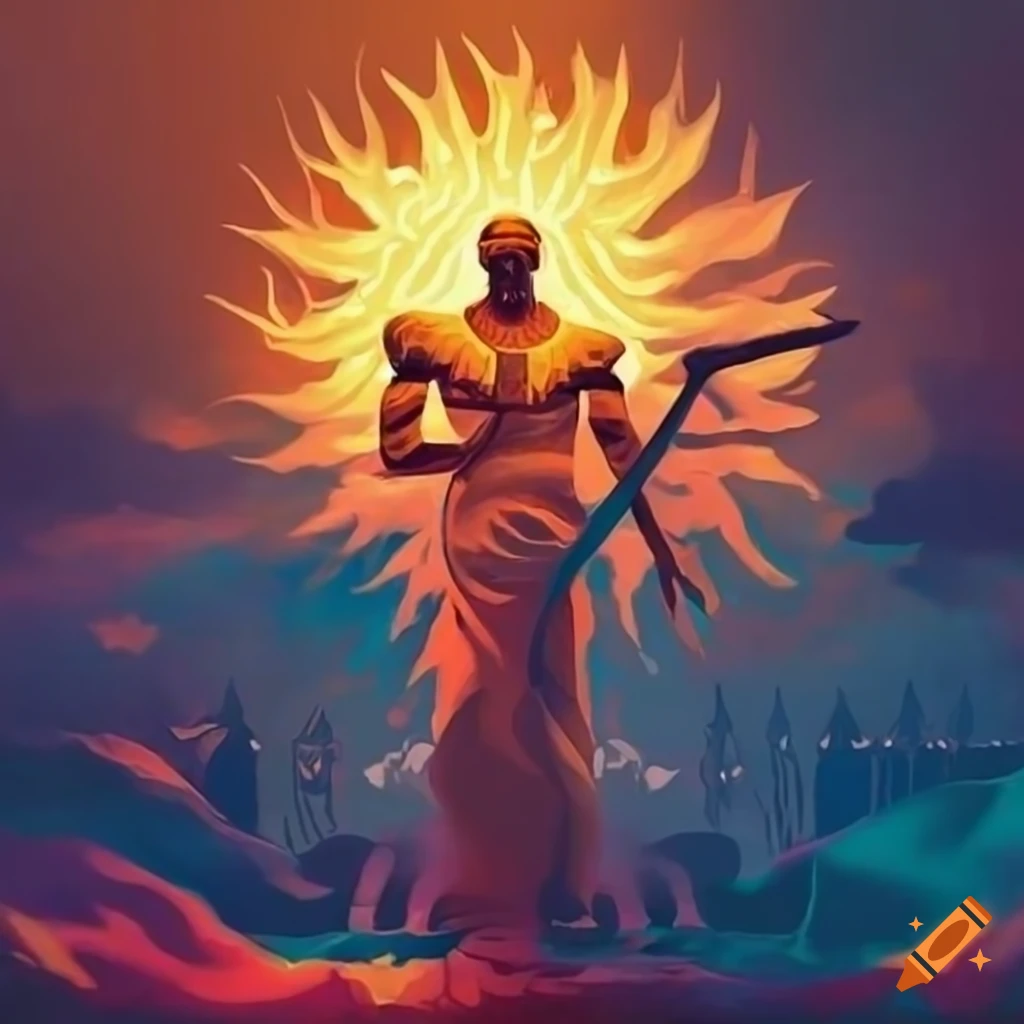 God's blacksmith bringing honor and justice in a fiery forest under the ...