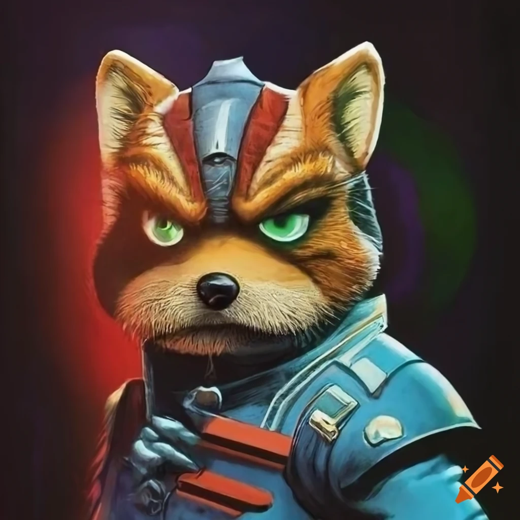 Intricate details inspired by star fox in a vintage poster style on Craiyon