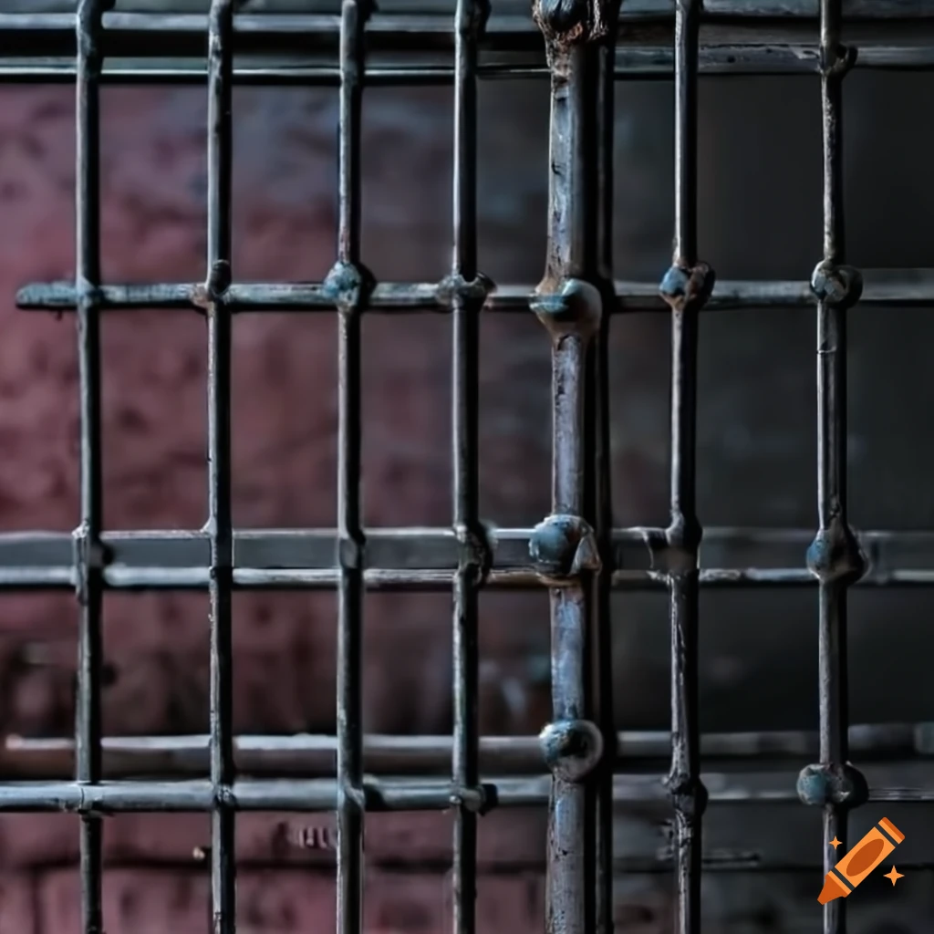 Pixelated iron bars of a cage on Craiyon