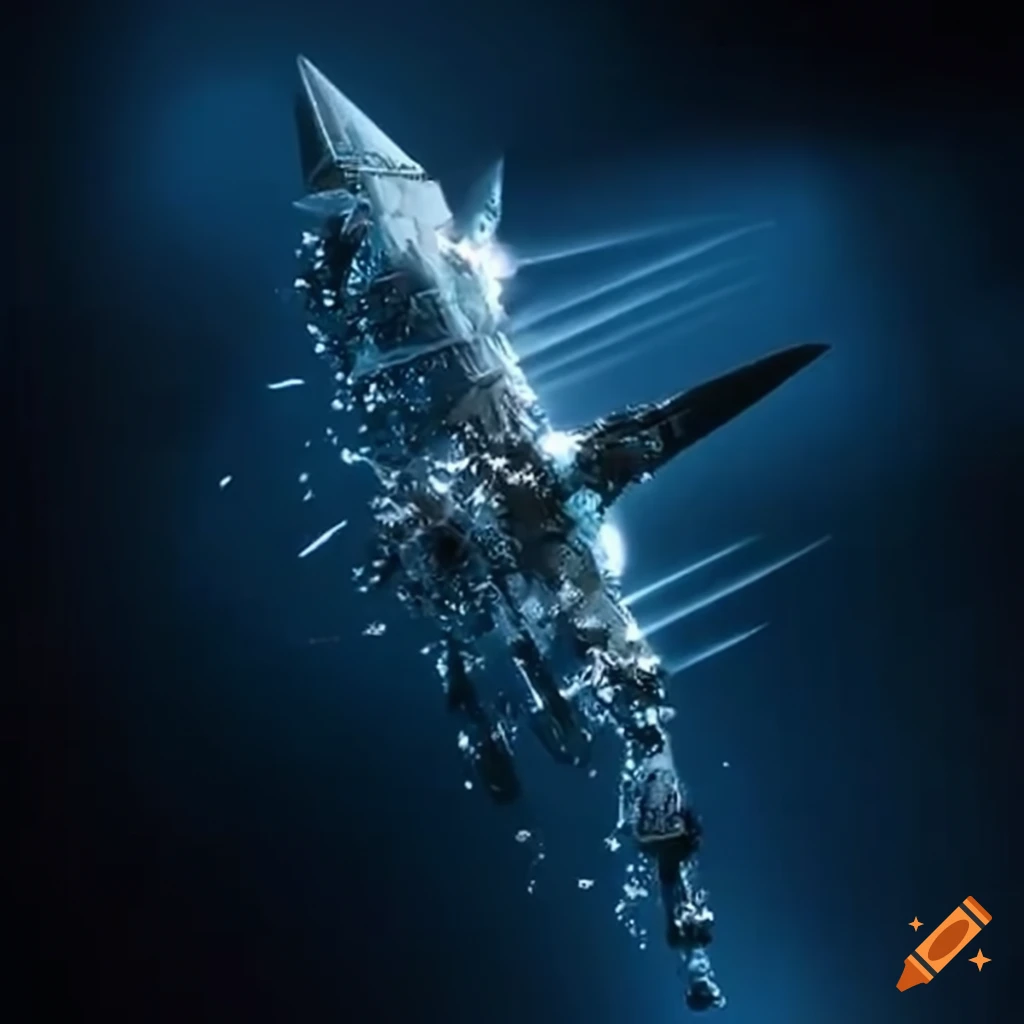 Spaceship navigating ice spikes in outer space on Craiyon