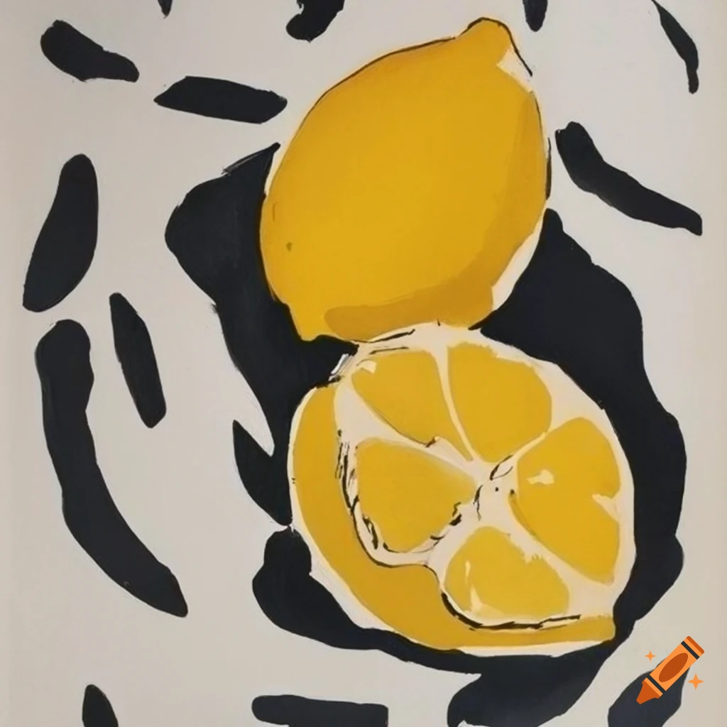Henri matisse ink painting of lemons on white paper on Craiyon