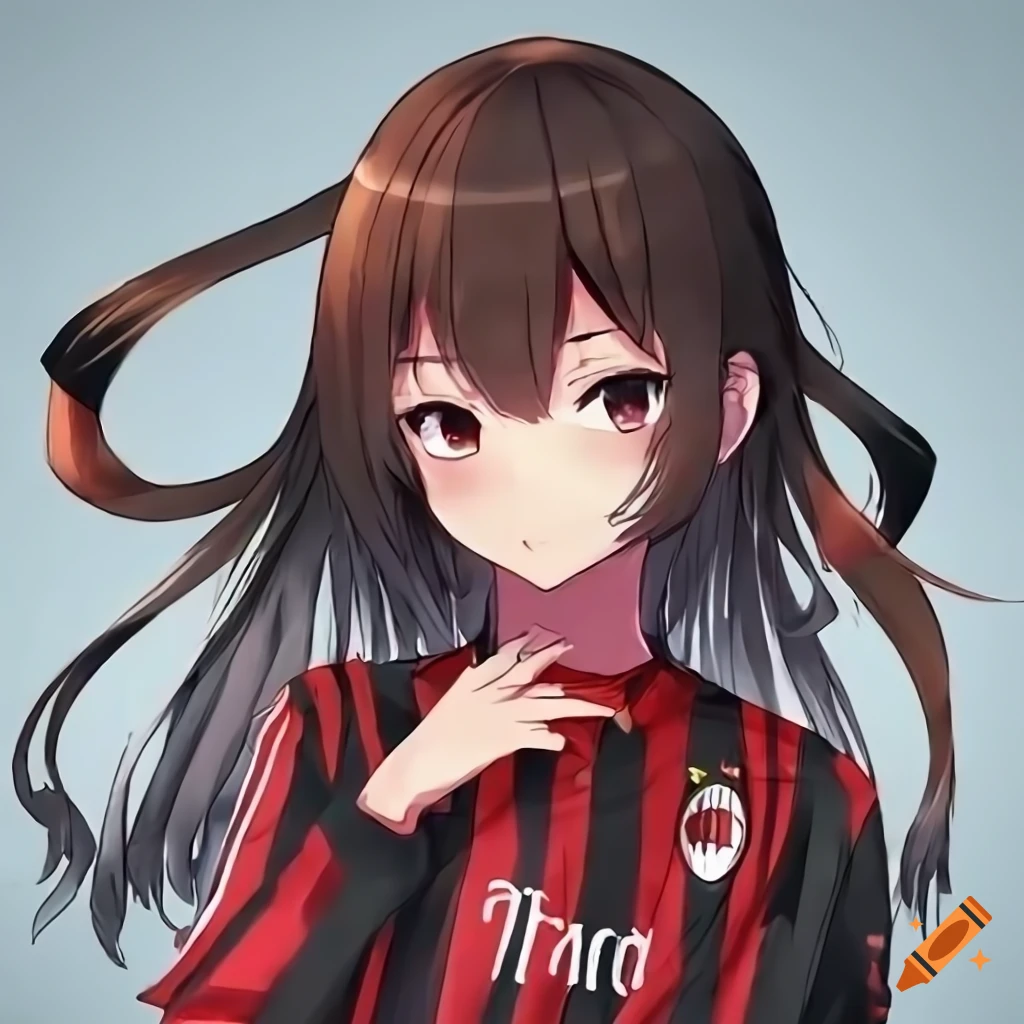 Anime girl in ac milan jersey on Craiyon