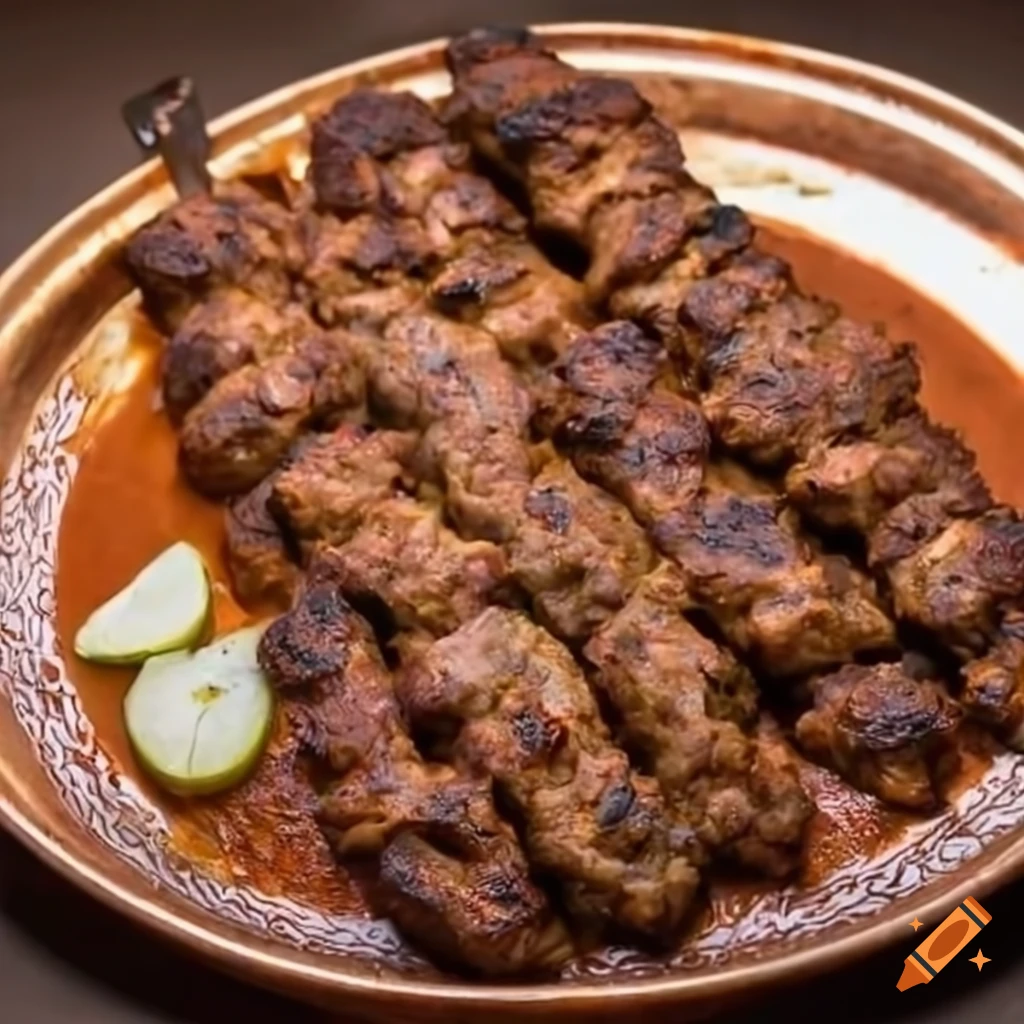 Serving pounded kebab in a traditional iranian restaurant on Craiyon