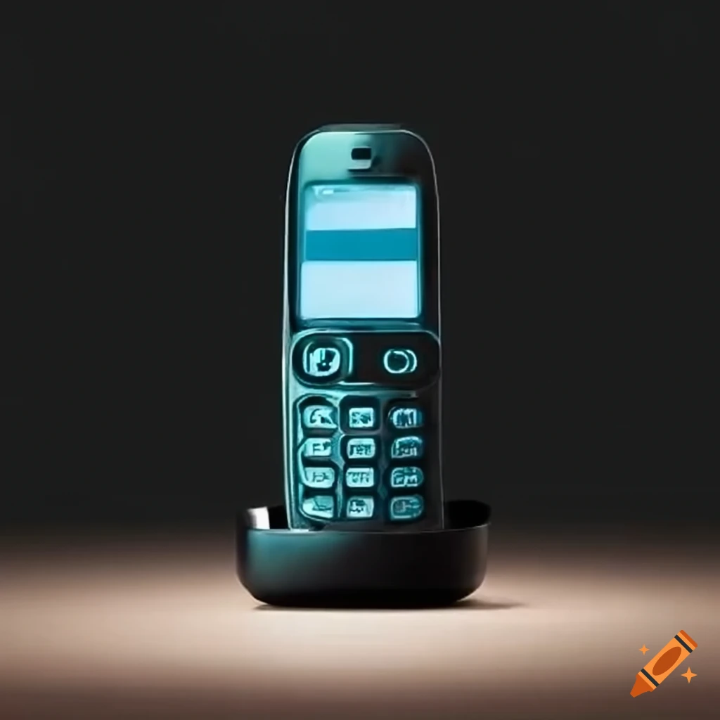 Cordless telephone ringing on a table on Craiyon