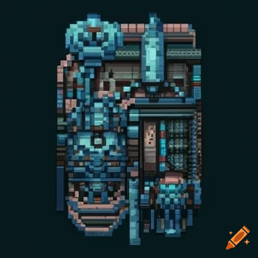 Giger tilemap in 16 bit pixel-art style on Craiyon