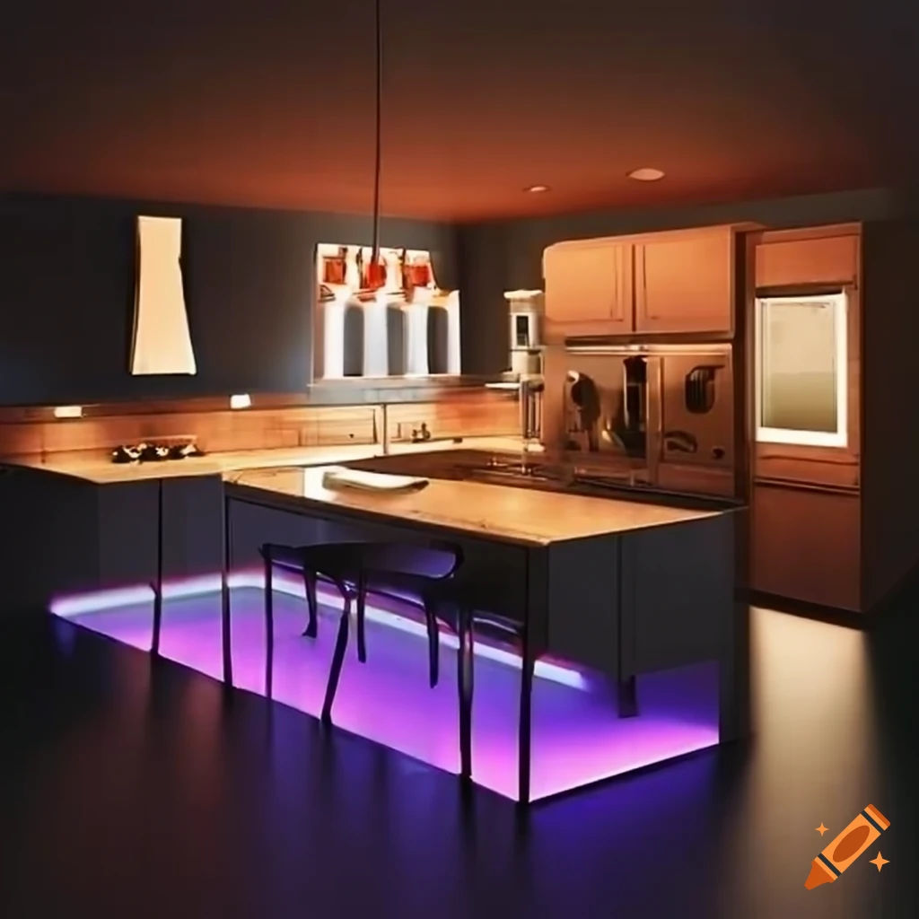 Kitchen with led spots on Craiyon