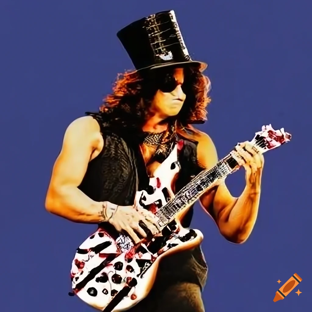 Homage to iconic rock guitarists slash, van halen, and randy rhoads on ...