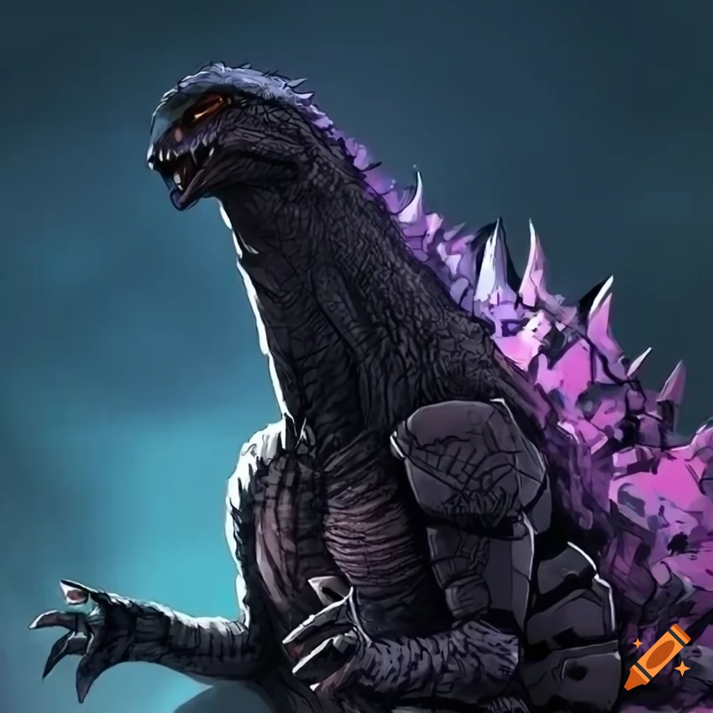 Godzilla as an eva unit in anime concept art on Craiyon