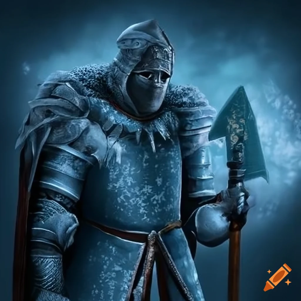 Knight in a freezing cold environment on Craiyon