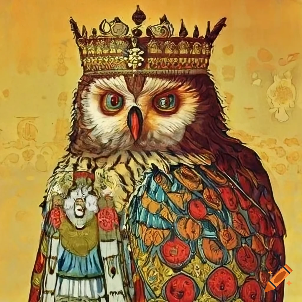 Illustration of an imposing owl queen in finnish attire by ivan bilibin ...