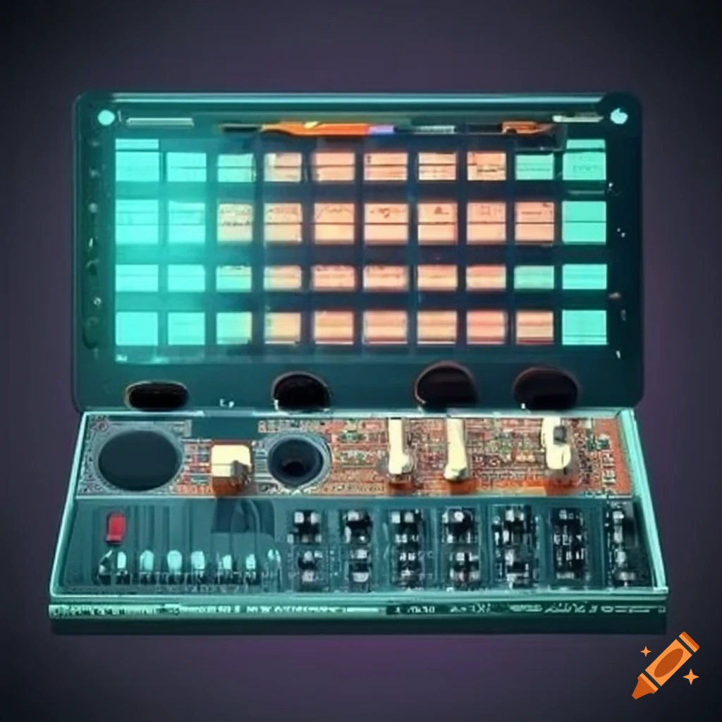 Vintage music module with digital hour and 2 screens on Craiyon