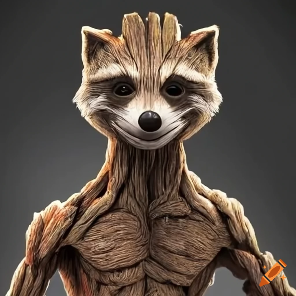 Groot and rocket raccoon combined character on Craiyon