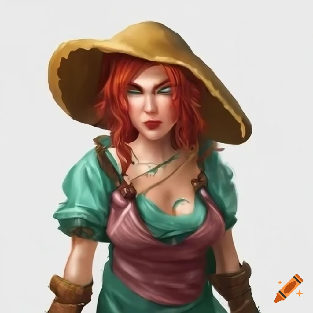 Fantasy female human farmer on Craiyon
