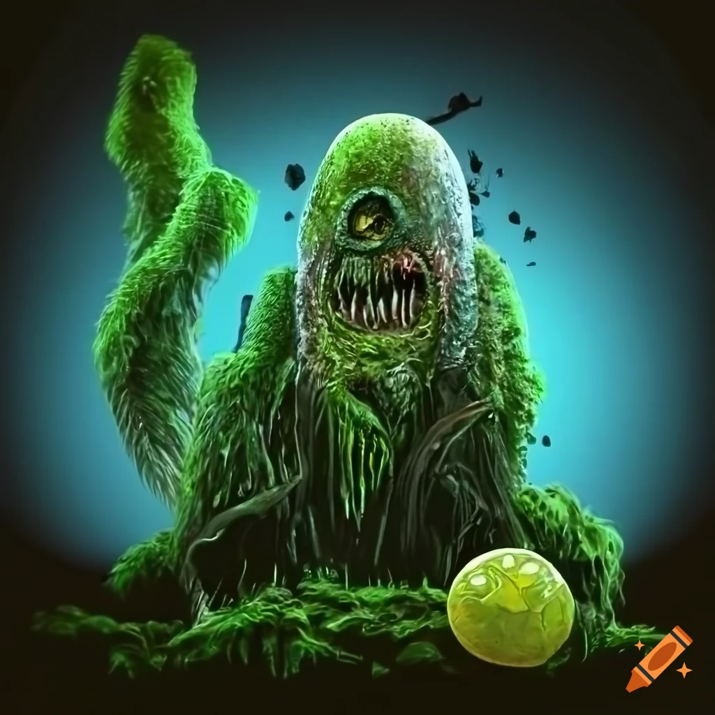 Glowing biopunk cityscape with mutant creatures and organic energy ...