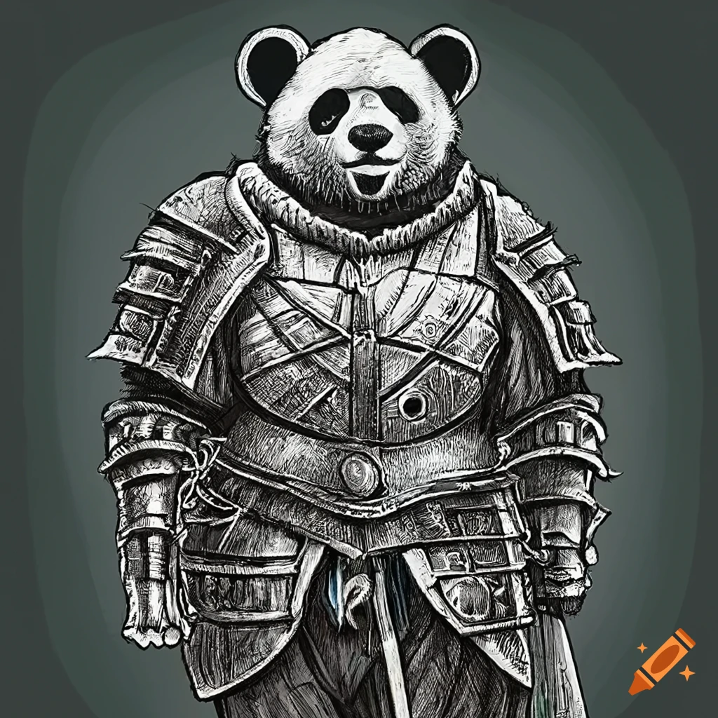 Highly detailed art of a panda male cleric in armor on Craiyon