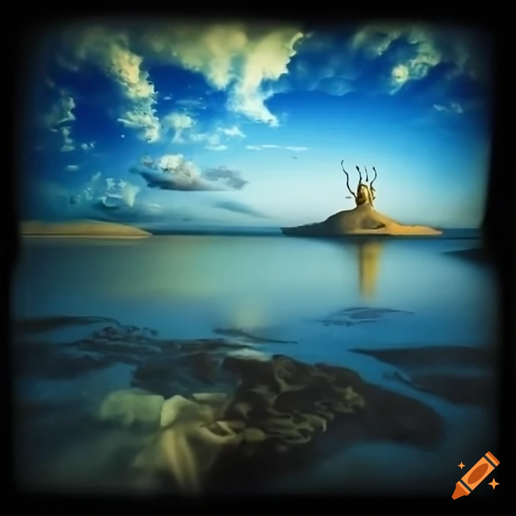 Fantastical salvador dali-inspiredscape with alien elements and ...