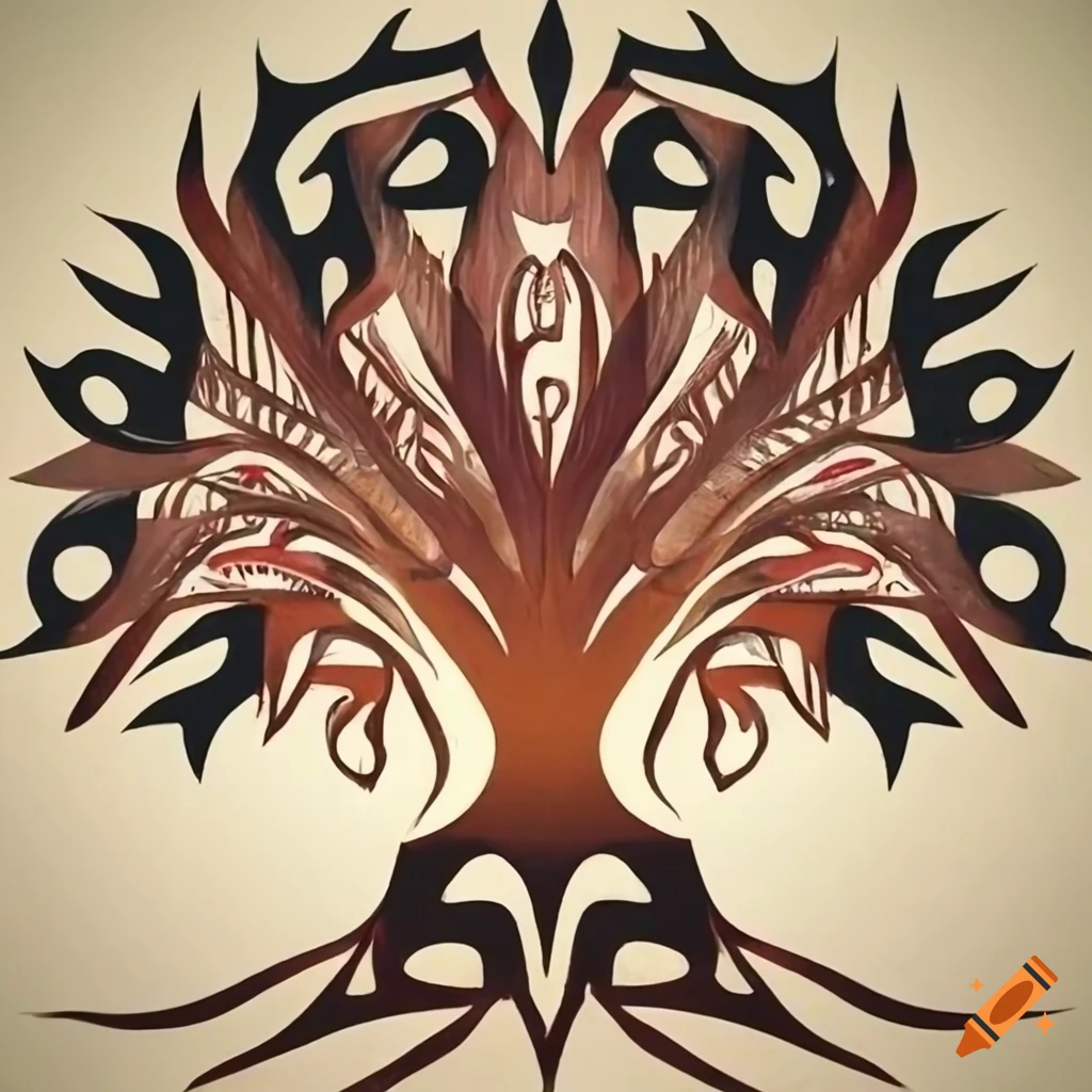 Salish tribal style world tree on Craiyon