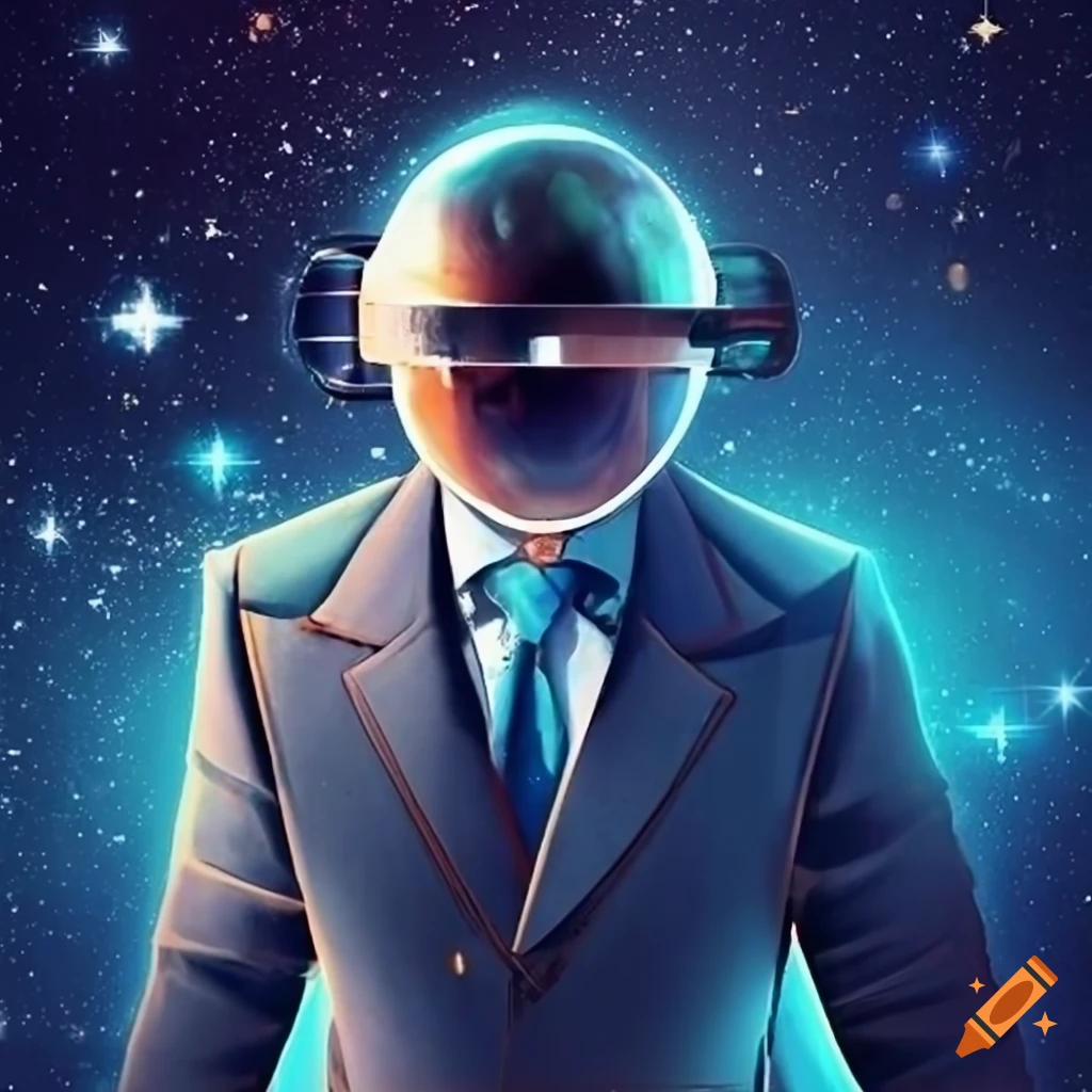 Detective with a magnifying glass exploring the stars in space on Craiyon