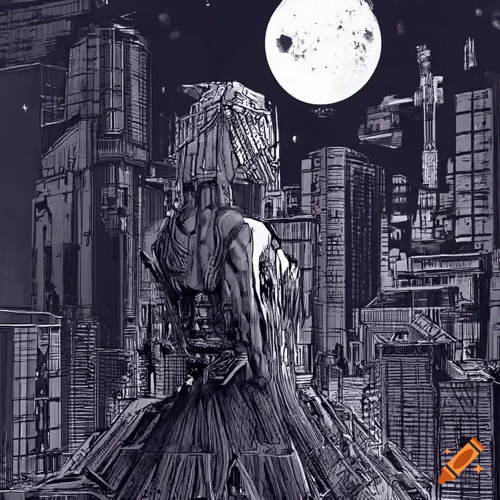 Pyramid architecture women under full moon in a sci-fi biopunk style on ...