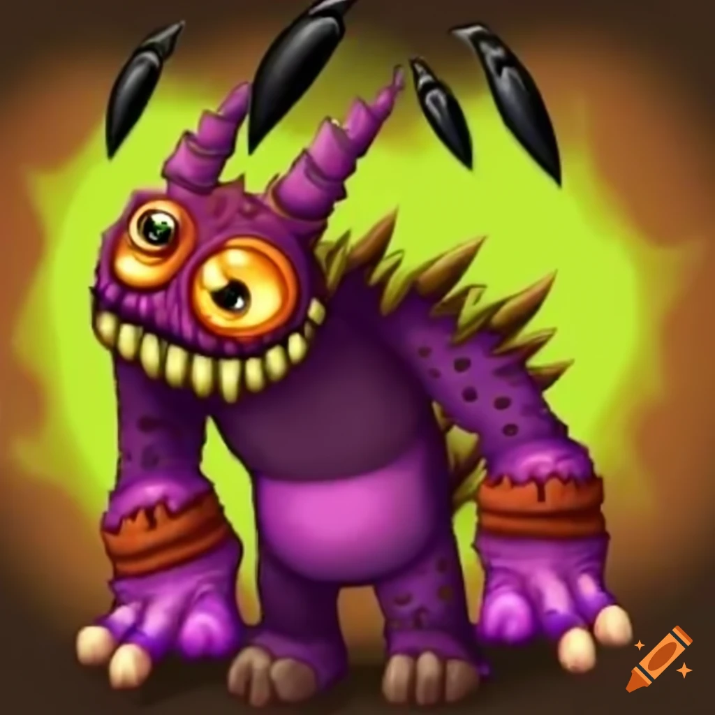 Monster with spikes, three arms, four eyes in a colorful design on Craiyon
